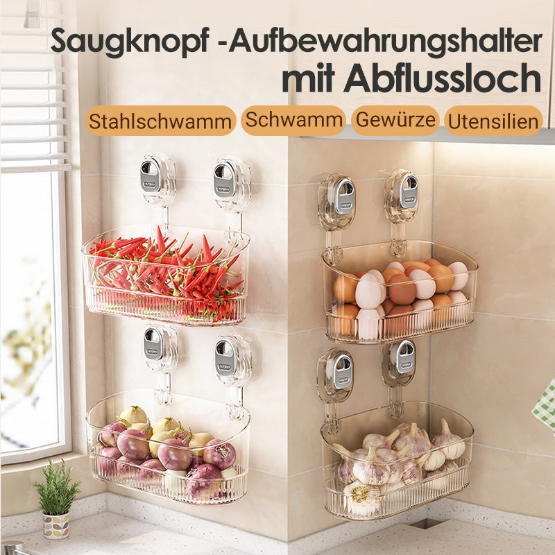 🔥Neues Upgrade 🔥Aufbewahrungsregal mit Saugnapf und Abflussloch – comescs